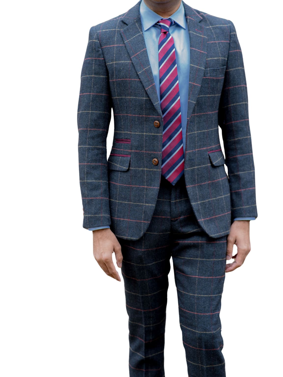 Barucci Leo Men's Navy Slim Fit Tweed Blazer - MENSWEARR.COM