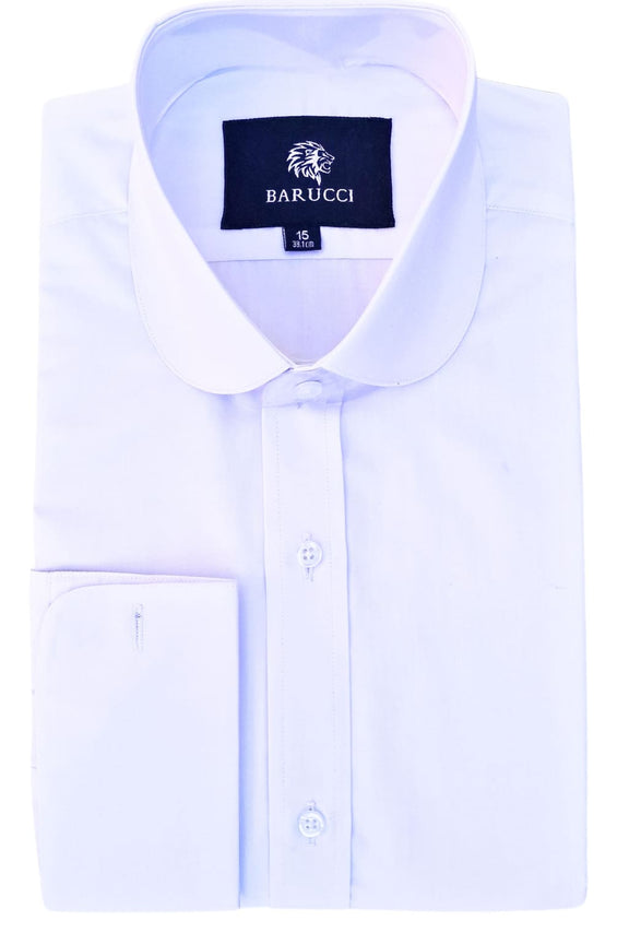 Barucci | Barucci Men's Penny Round Collar White Double Cuff Shirt ...
