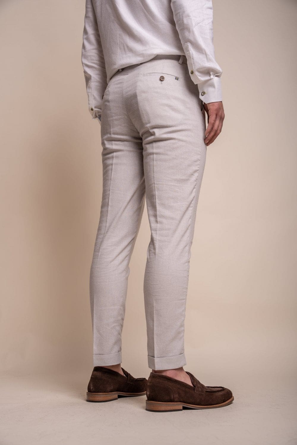 Cavani Alvari Stone Men's Linen Trousers - MENSWEARR.COM
