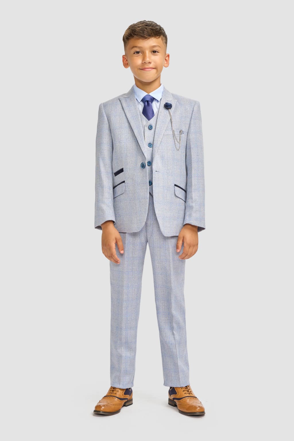 Cavani Caridi Sky Boys 3 Piece Slim Fit Check Suit - MENSWEARR.COM