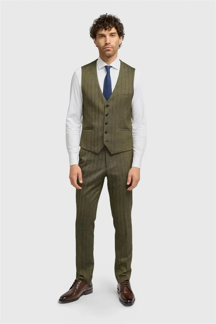 Cavani Damon Men's Sage Waistcoat - MENSWEARR.COM