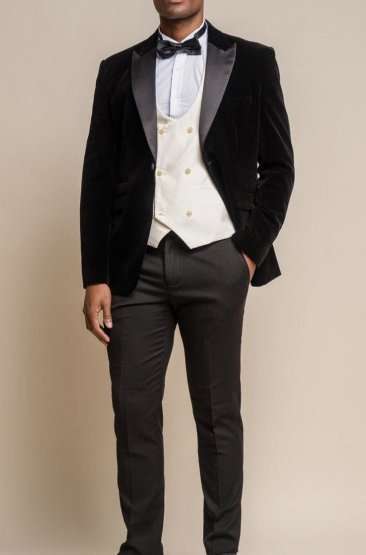 Cavani | Cavani Rosa Black Sim Fit Velvet Style Jacket - MENSWEARR ...