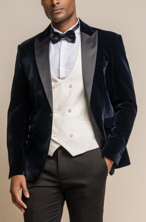 Cavani | Rosa Navy Sim Fit Velvet Style Jacket - MENSWEARR - House of ...
