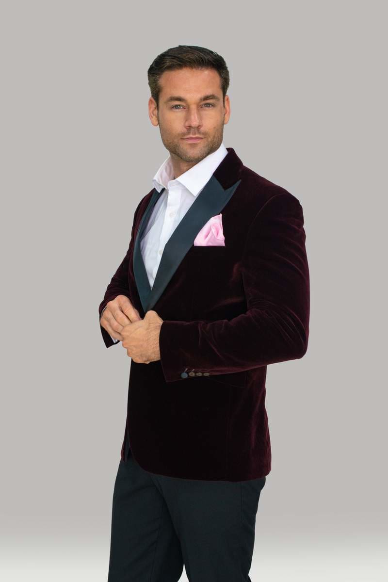 Cavani | Rosa Wine Slim Fit Velvet Style Jacket - MENSWEARR - House of ...