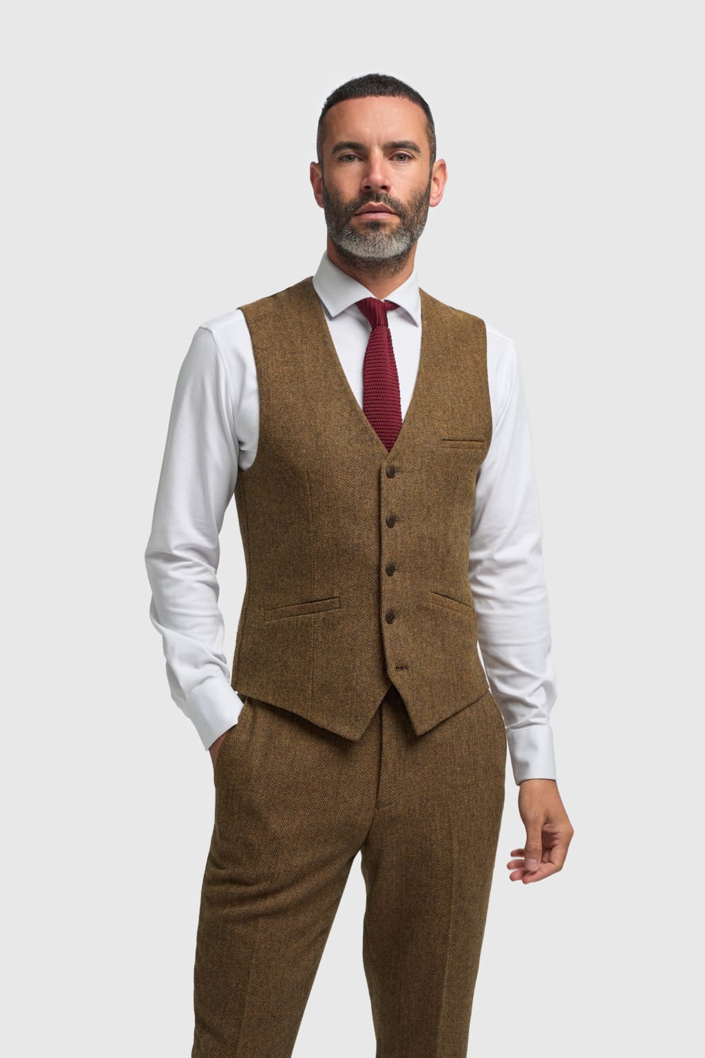 Thomas Brown Tweed Three Piece Suit - MENSWEARR.COM