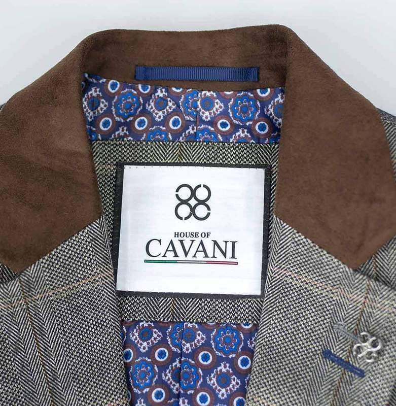 Cavani | Tweed Brown Suit Connall 3 Piece Slim Fit Check - MENSWEARR ...