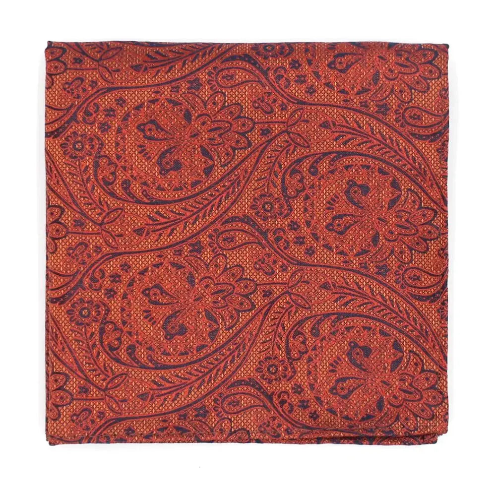 L A Smith Burnt Orange Structured Floral Hank - MENSWEARR.COM