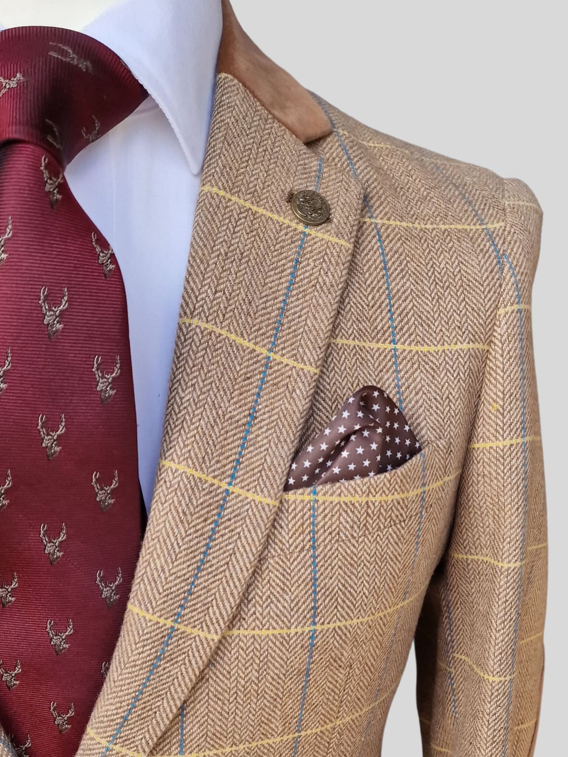 Marc Darcy | Marc Darcy Dx7 Oak Tweed Herringbone Check Blazer - MENSWEARR