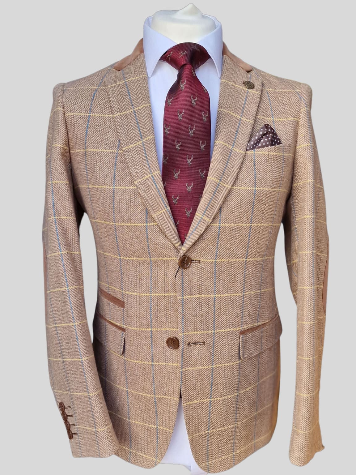 Marc Darcy | Marc Darcy Dx7 Oak Tweed Herringbone Check Blazer - MENSWEARR