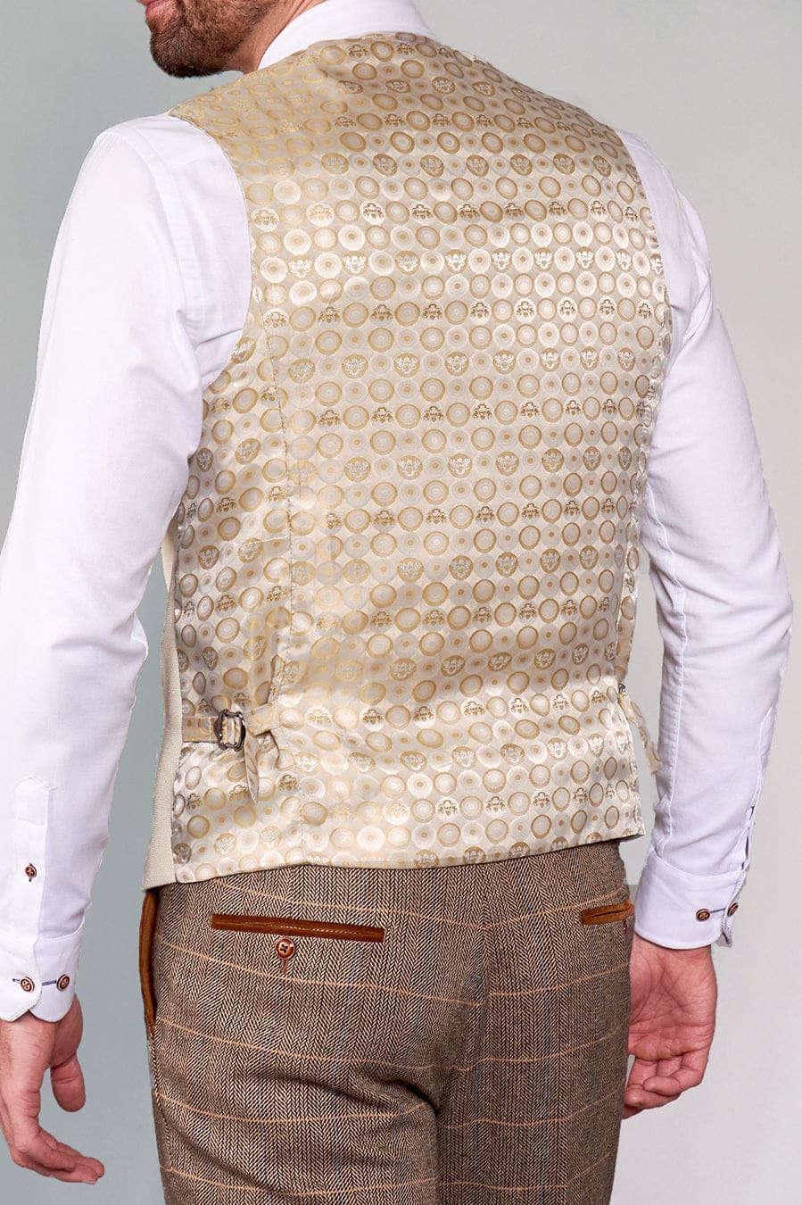 Marc Darcy Kelvin Men's Cream Double Breasted Waistcoat - MENSWEARR.COM