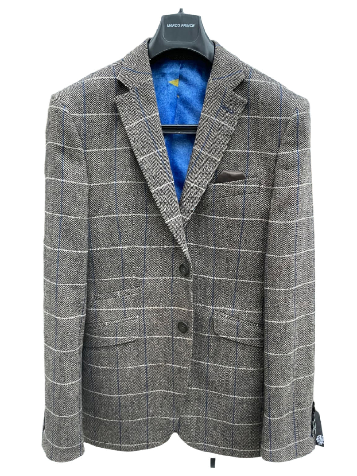 Marco Prince | Marco Prince Rex Men's 3 Piece Brown Slim Fit Check Tweed Suit size 38R/32R ...