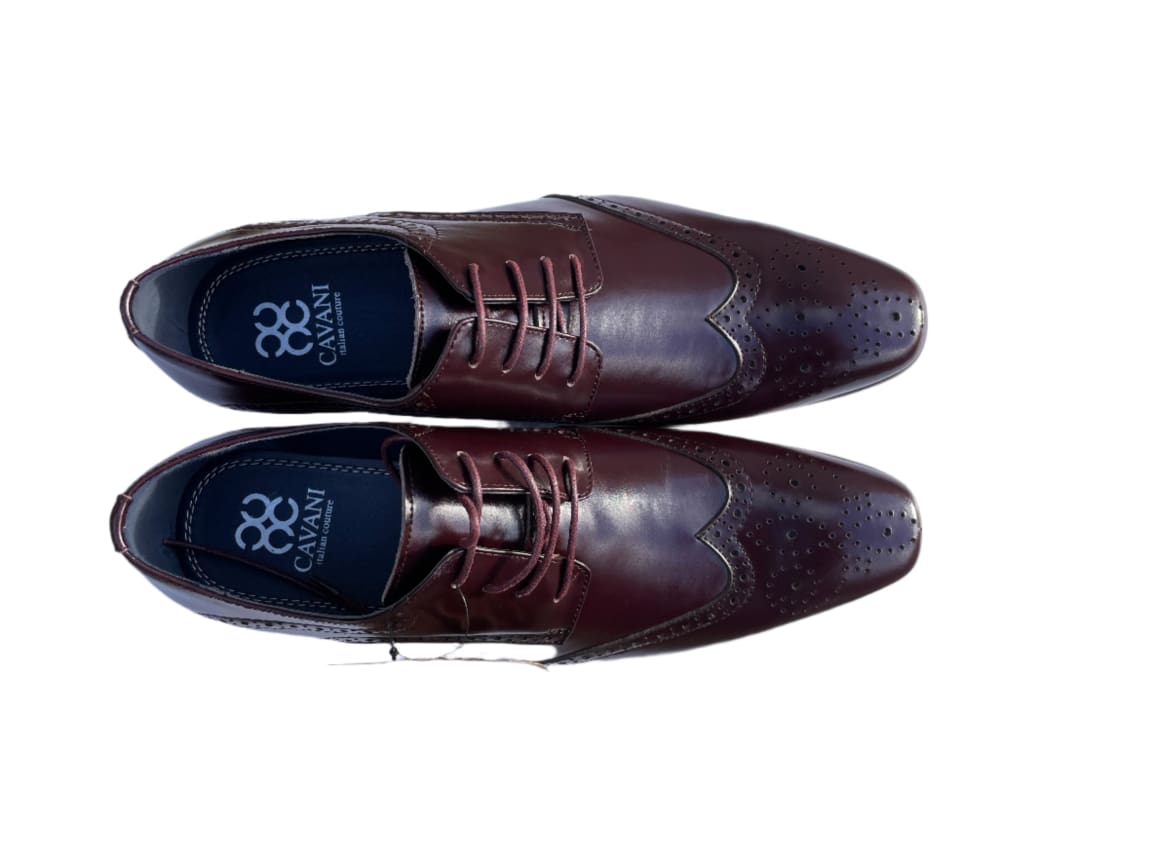 MENSWEARR | Cavani Conrad Derby Brogue Wine Shoes - MENSWEARR
