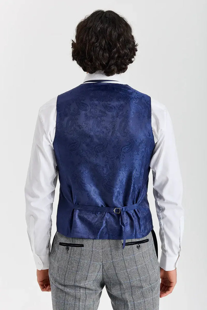 Paul Andrew Harris Grey Herringbone Tweed Check 3 Piece Suit ...