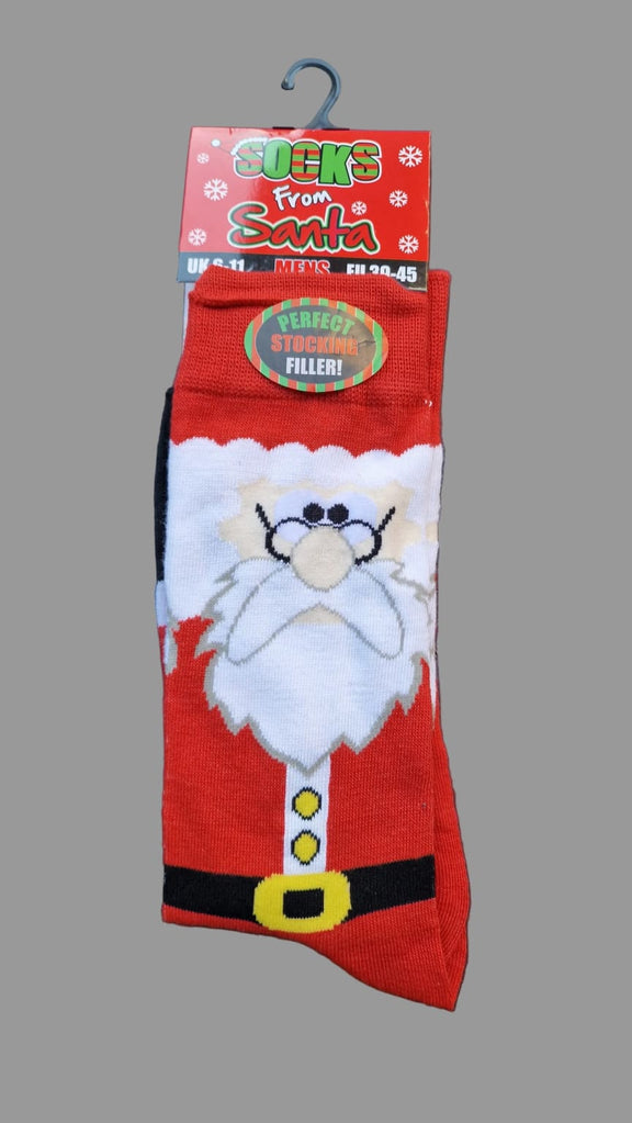 Santa Socks Red Santa Face Socks - MENSWEARR.COM