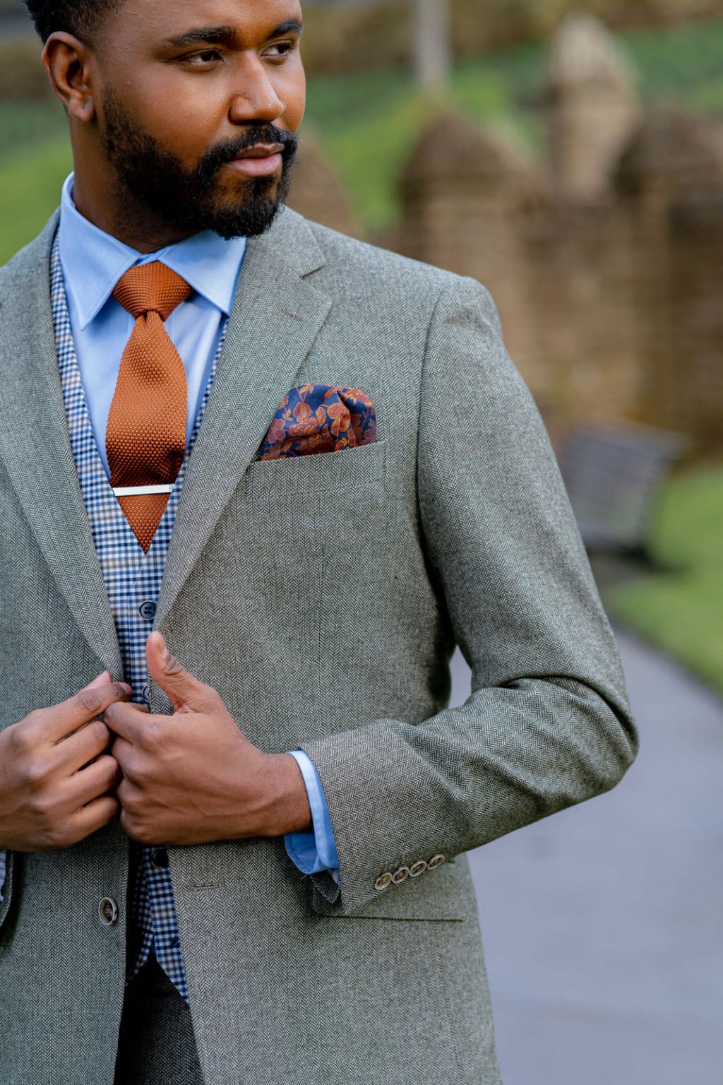 Skopes | Skopes Jude 3 Piece Sage Green Tweed Wedding Suit - MENSWEARR ...