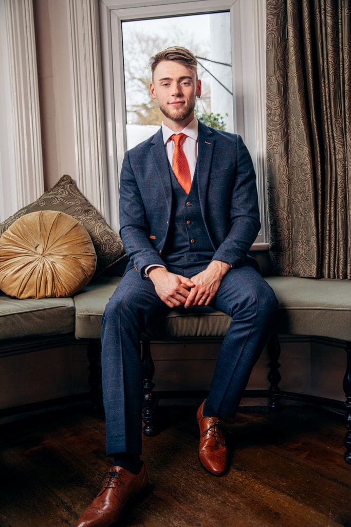 Barucci | Barucci Bruno Men's Navy Slim Fit Tweed Blazer - MENSWEARR ...