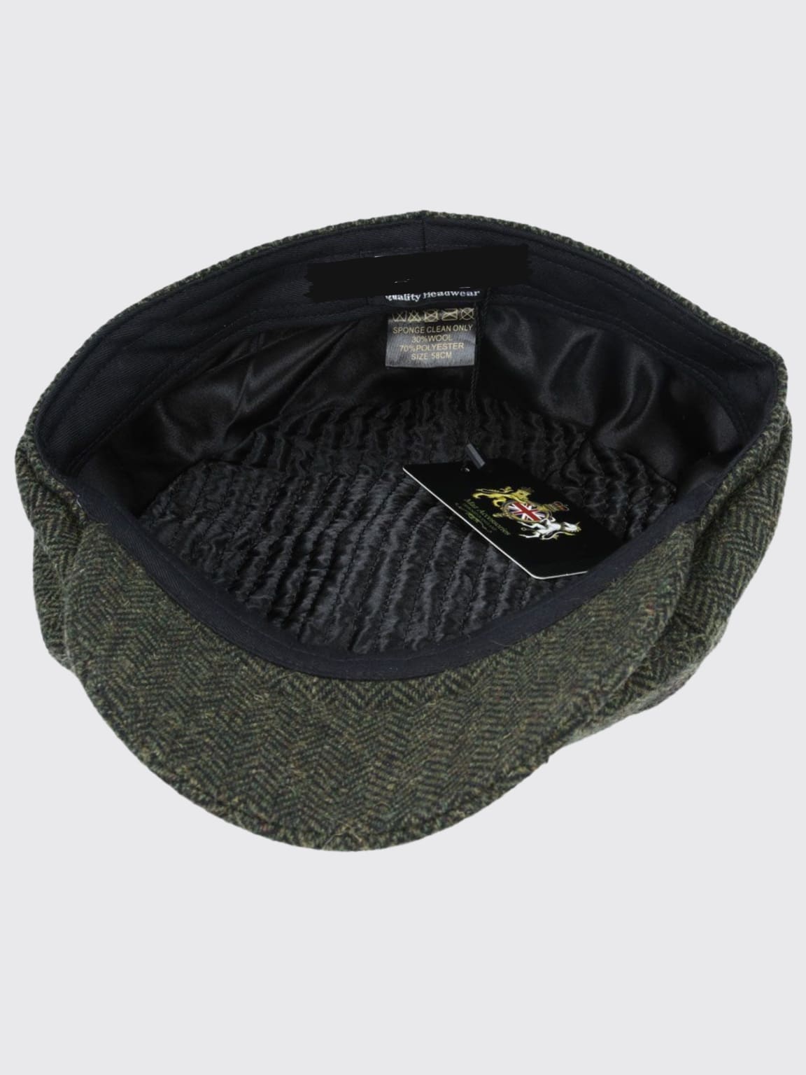 Barucci | Barucci Devon Wool Blend Green Herringbone Tweed Baker Boy ...