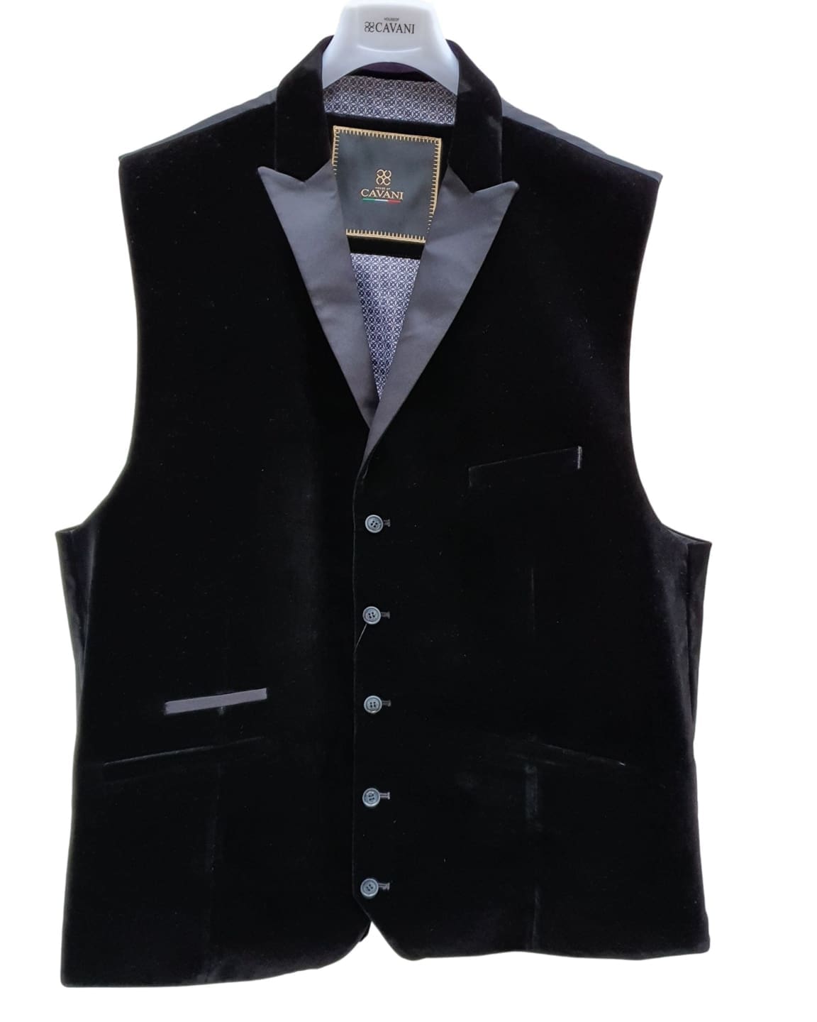 Cavani | Cavani Rosa Black Velvet Tuxedo Lapel Waistcoat - MENSWEARR