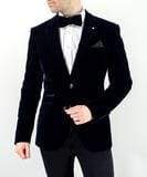 Cavani | Cavani Sicily Navy Velvet Slim Fit Blazer - MENSWEARR ...