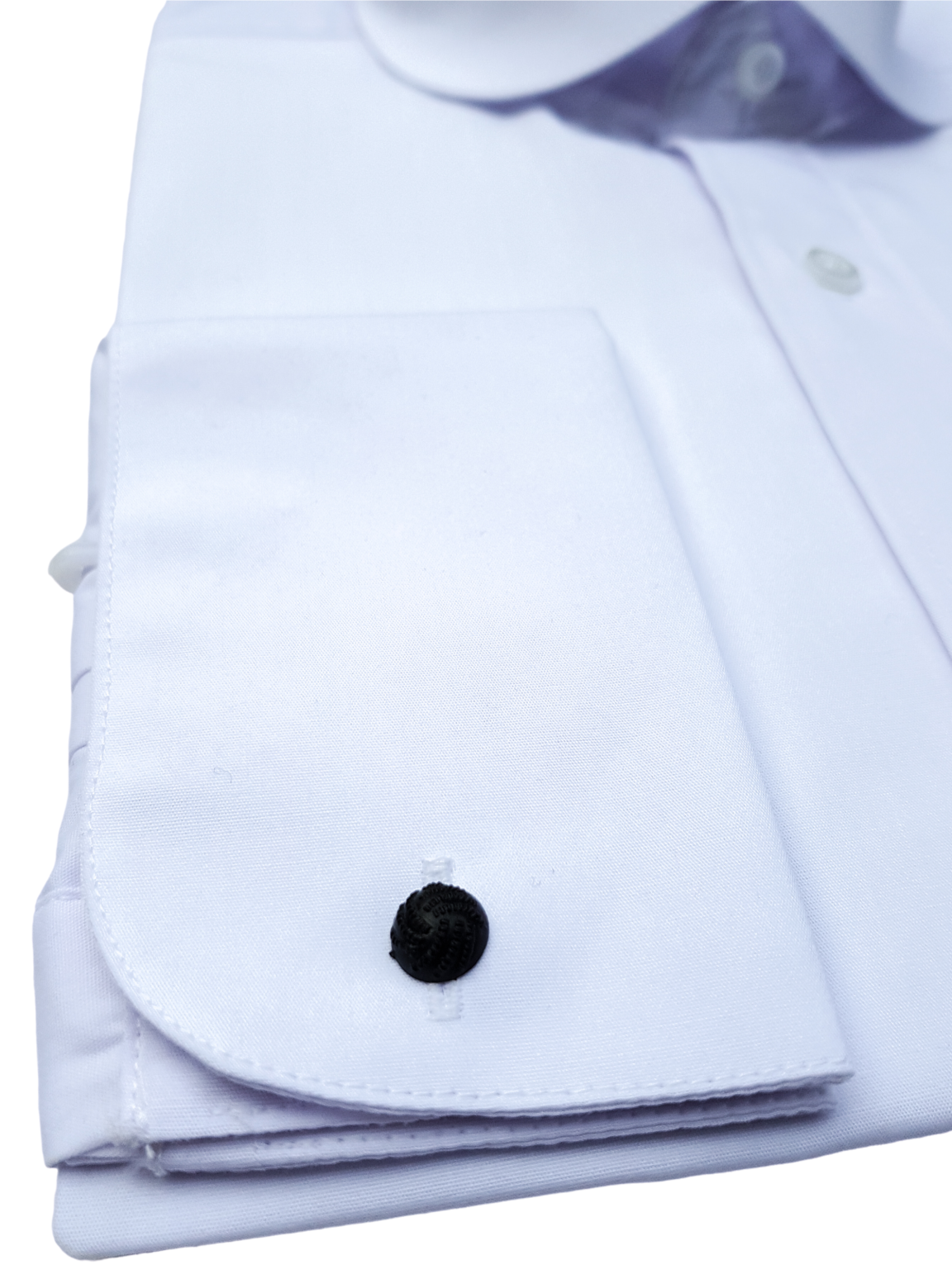 Colin Ross Men's White Penny Round Collar Double Cuff Shirt - MENSWEARR.COM