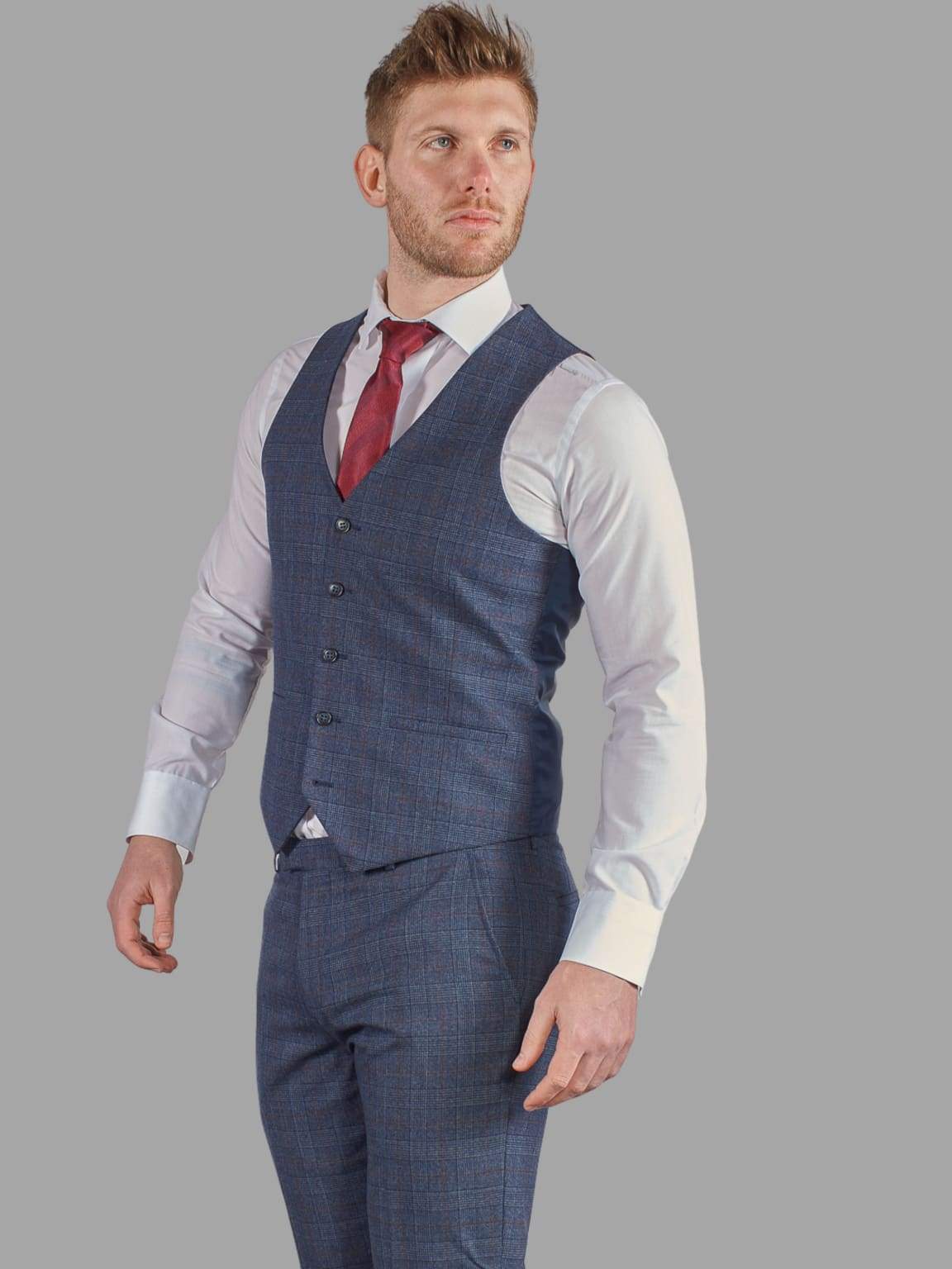Harry Brown Finley Navy Check 3 Piece Suit - MENSWEARR.COM
