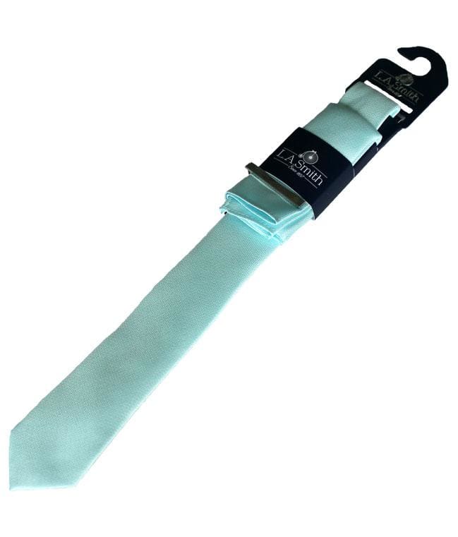 L A Smith | LA Smith Poly Blue Tie And Tie Bar Set - MENSWEARR