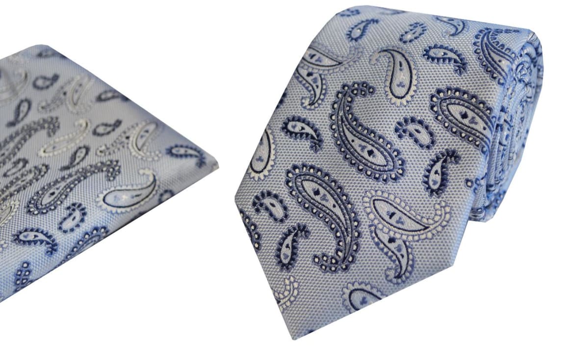 L A Smith | L A Smith Poly Blue Paisley Tie And Hank Set - MENSWEARR ...