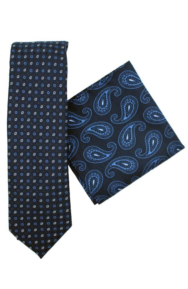 L A Smith | L A Smith Poly Blue Paisley Tie And Hank Set - MENSWEARR ...