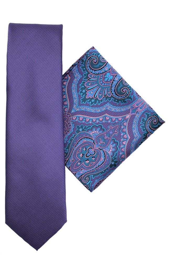 L A Smith | L A Smith Poly Purple Paisley Tie And Hank Set - MENSWEARR ...