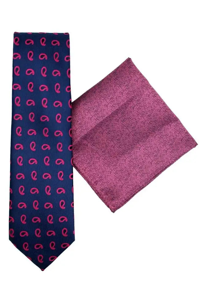LA Smith | L A Smith Blue And Pink Paisley Tie And Hank Set - MENSWEARR ...