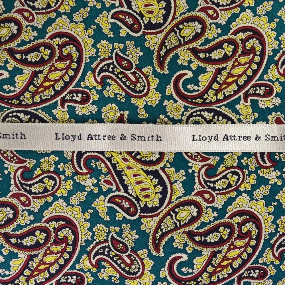 LA Smith | L A Smith Teal Printed Paisley Silk Hank - MENSWEARR - House ...