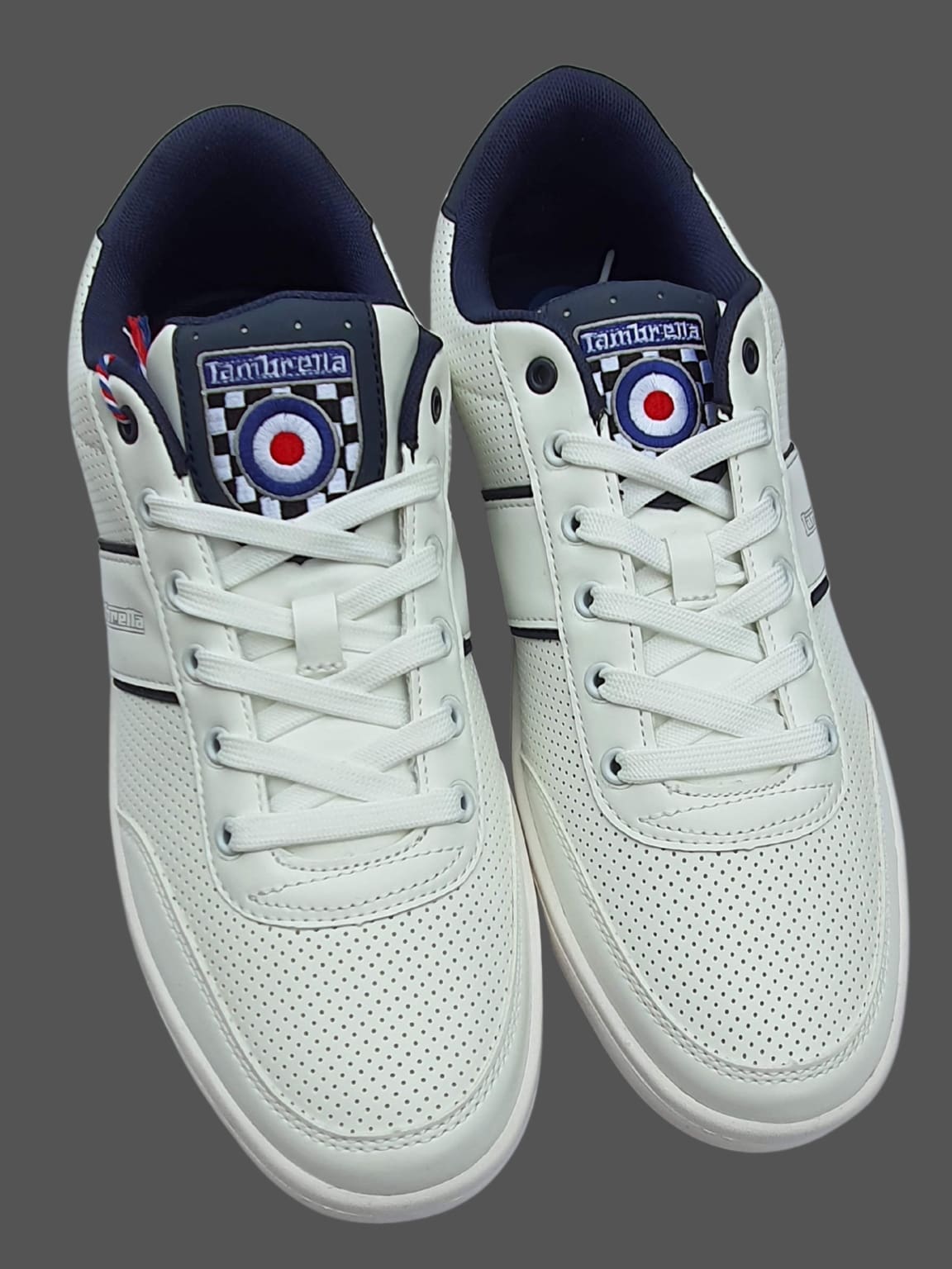 Lambretta | Lambretta White And Navy Men's Casual Trainers - MENSWEARR ...