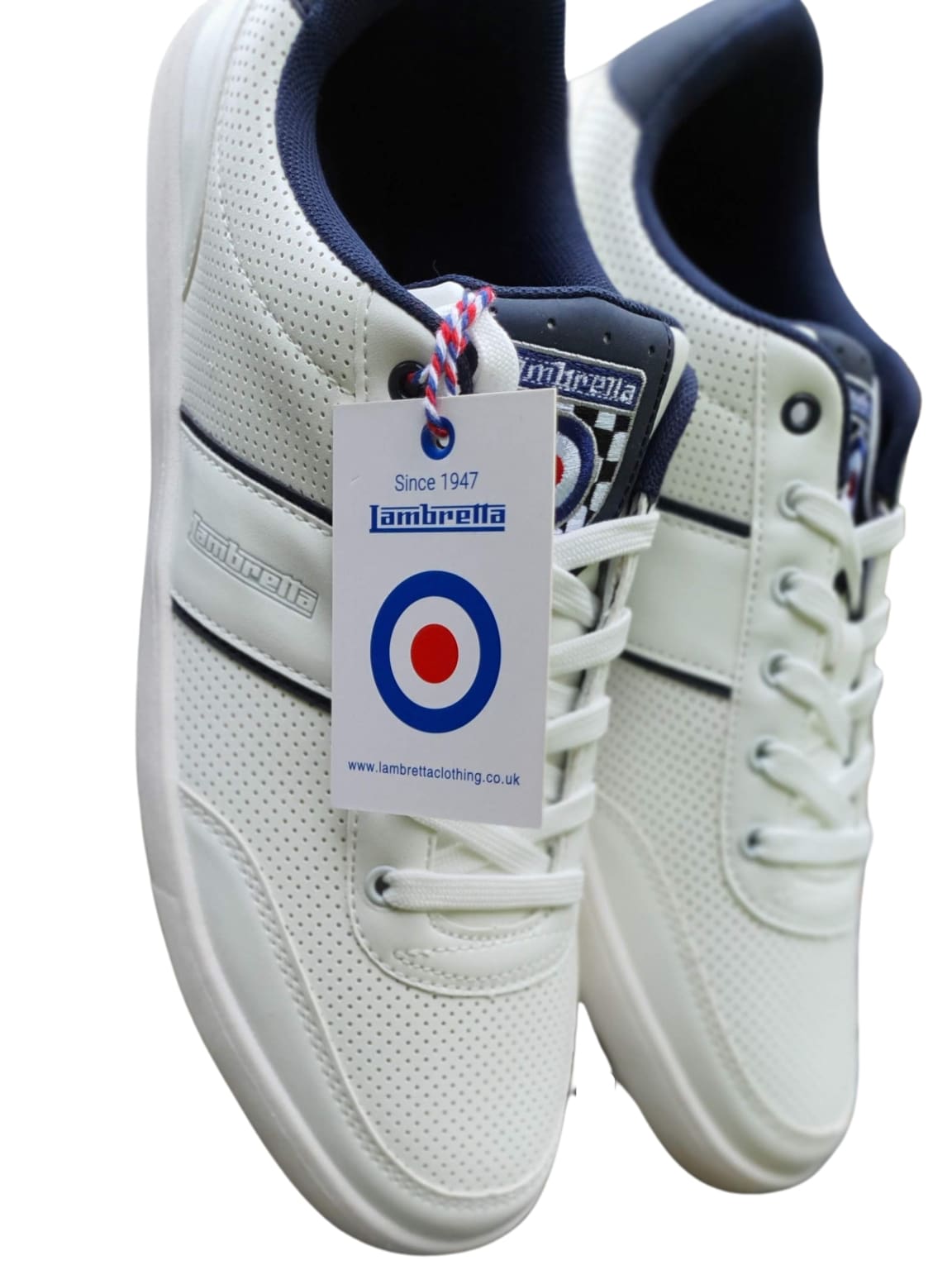 Lambretta | Lambretta White And Navy Men's Casual Trainers - MENSWEARR ...