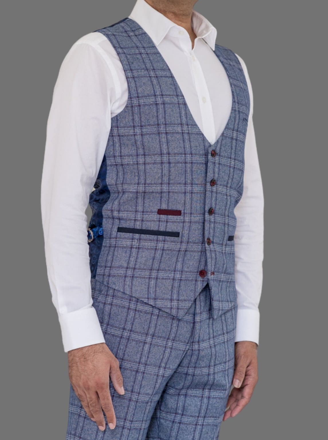Marc Darcy | Marc Darcy Abbott Men's Blue Tweed Check Waistcoat ...