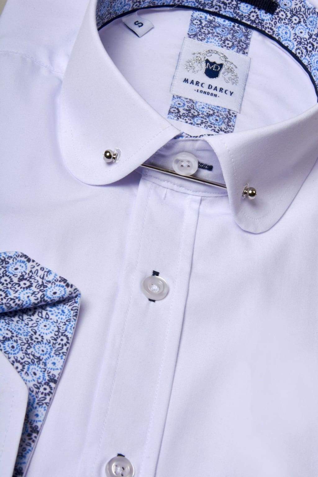 Marc Darcy | Marc Darcy Benson White Penny Collar Shirt With Collar Bar ...
