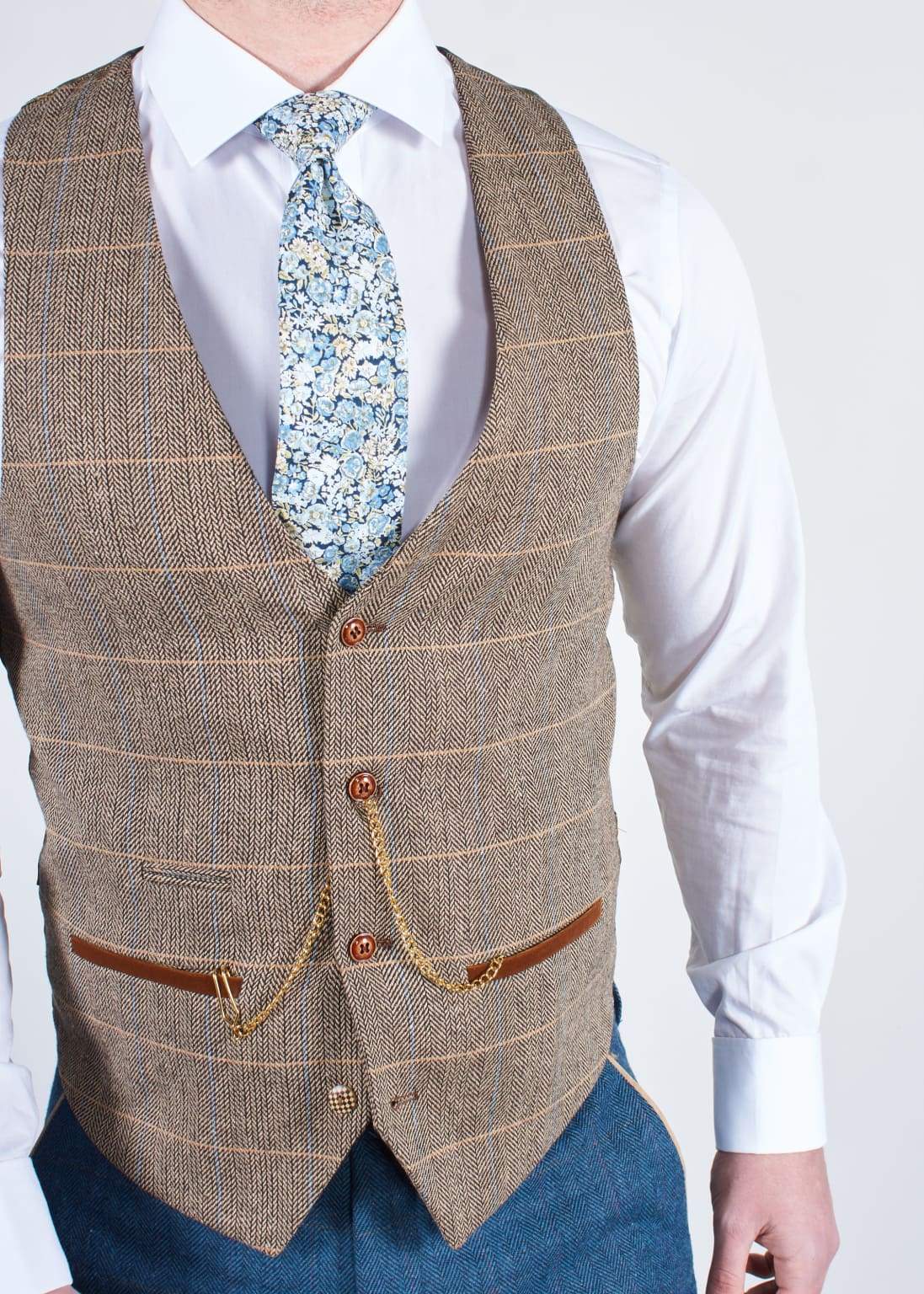 Marc Darcy | Marc Darcy Dion Blue Tweed Wedding 3 Piece Suit with Ted ...