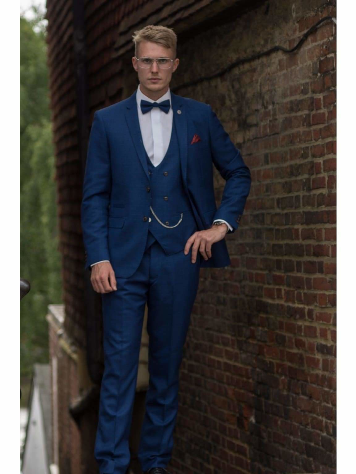 Marc Darcy | Marc Darcy George Royal Blue Check Three Piece Suit ...