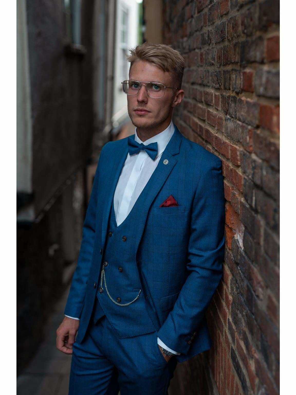 Marc Darcy | Marc Darcy George Royal Blue Check Three Piece Suit ...