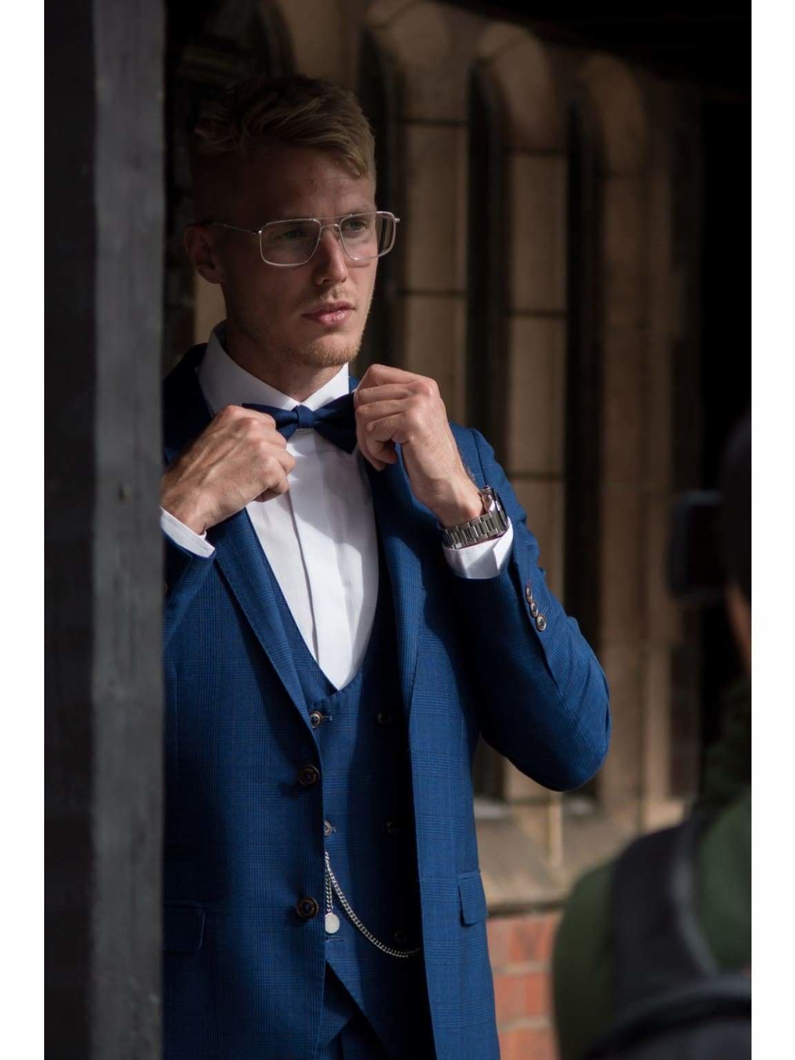 Marc Darcy | Marc Darcy George Royal Blue Check Three Piece Suit ...