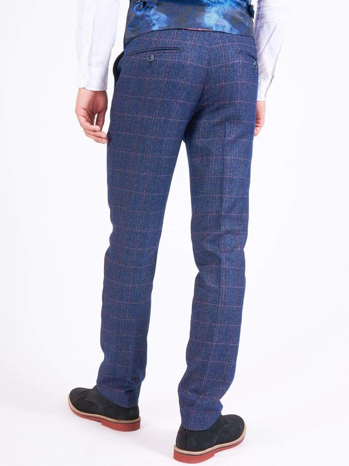Marc Darcy | Marc Darcy Harry Men's Blue Slim Fit Tweed Check Suit ...