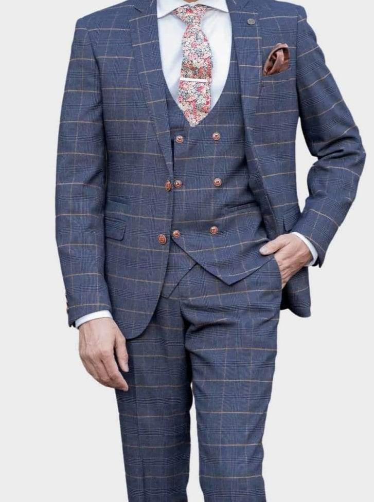 Marc Darcy | Marc Darcy Jenson Marine Navy Check 3 Piece Suit ...