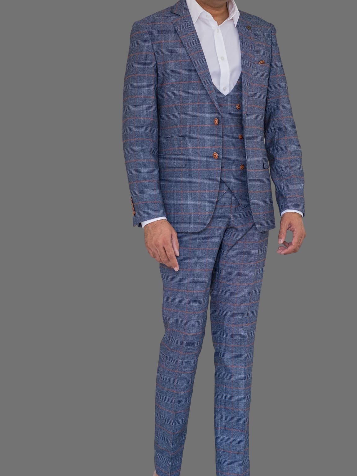 Marc Darcy | Marc Darcy Jenson Sky Blue Check 3 Piece Suit - MENSWEARR ...