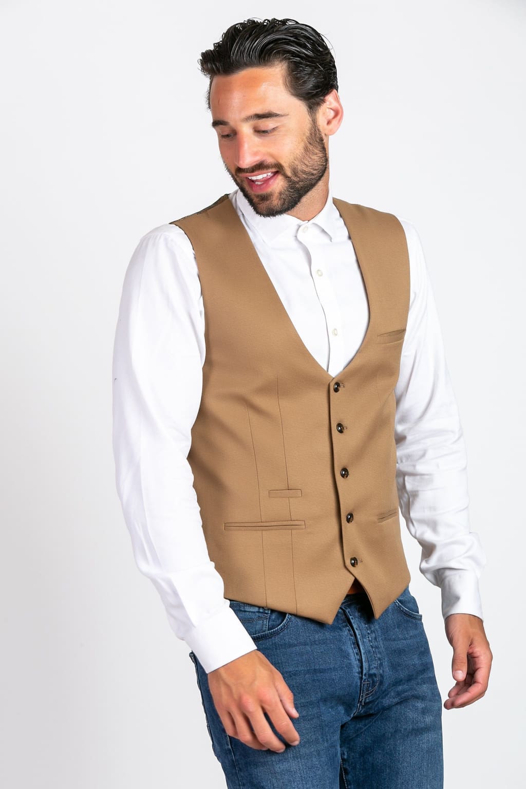 Marc Darcy | Marc Darcy Kelly Men’s Tan Single Breasted Waistcoat ...