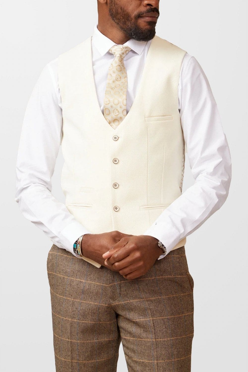 Marc Darcy | Marc Darcy Kelvin Men's Cream Single Breasted Waistcoat ...
