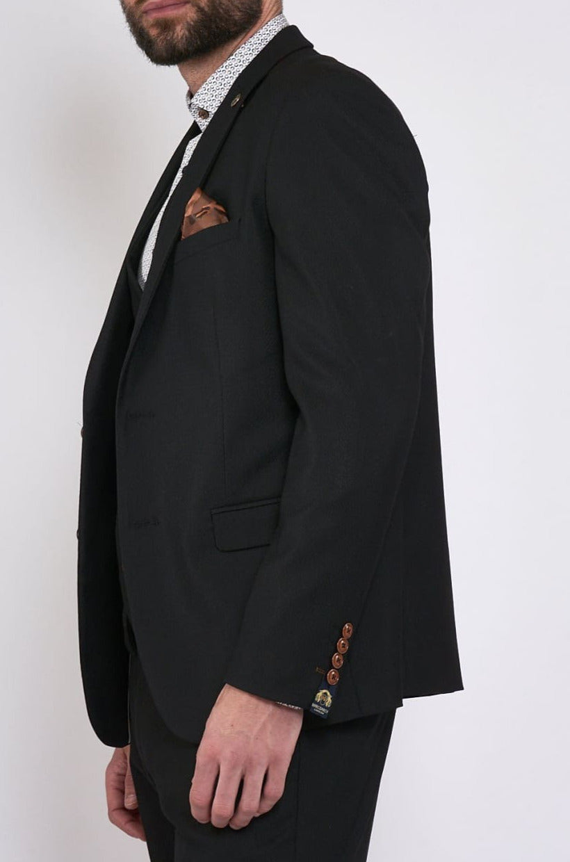 Marc Darcy | Marc Darcy Max Black Blazer with Contrast Buttons - MENSWEARR