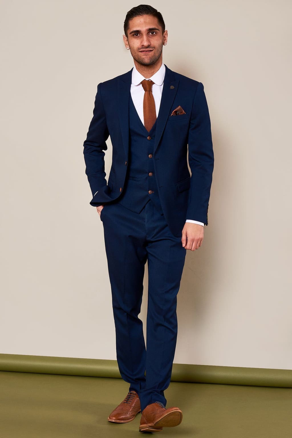Marc Darcy Max Men's Royal Blue Three Piece Suit - MENSWEARR.COM