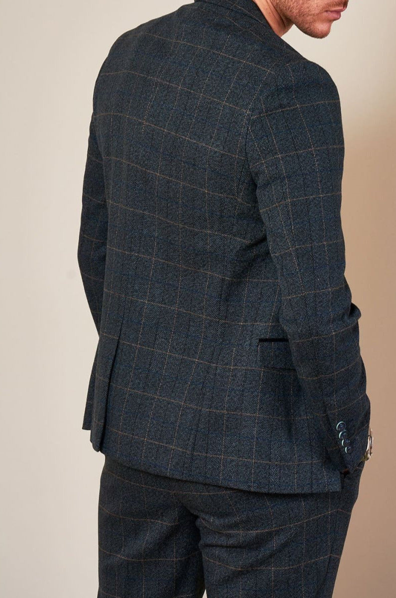 Marc Darcy | Marc Darcy Scott Blue Tweed Check Blazer - MENSWEARR ...