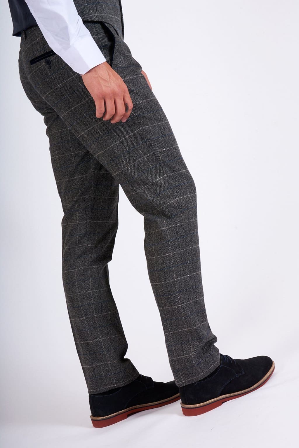 Marc Darcy | Marc Darcy Scott Grey Check Tweed Trousers - MENSWEARR ...