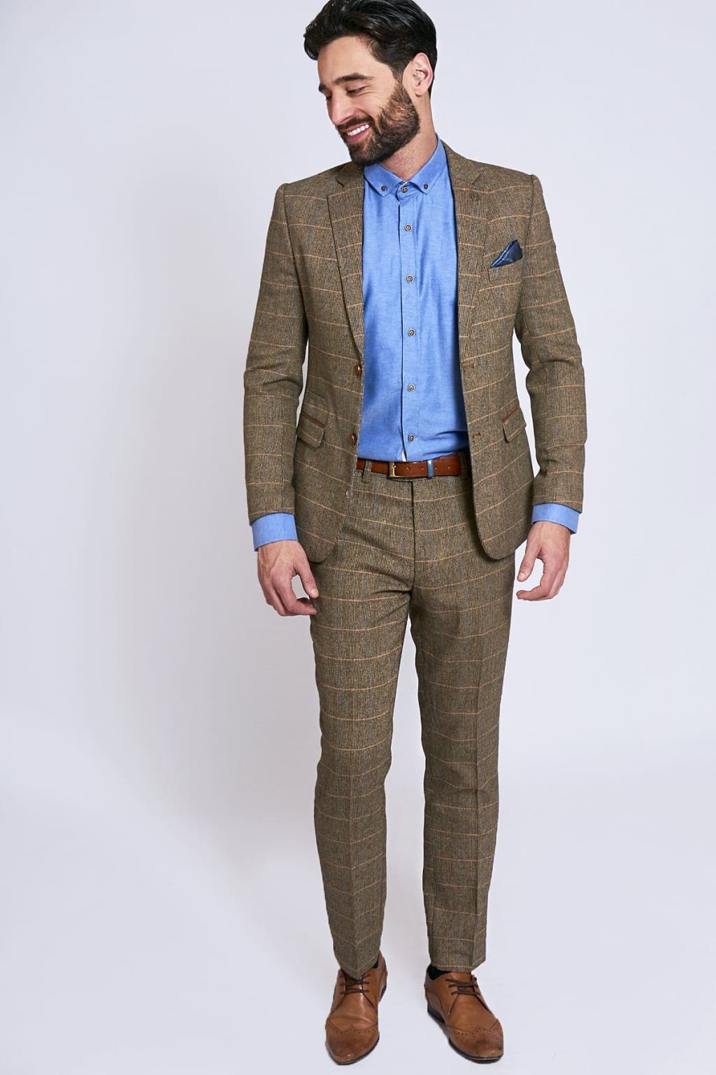 Marc Darcy | Marc Darcy TED Tan Heritage Tweed Check Two Piece Suit ...