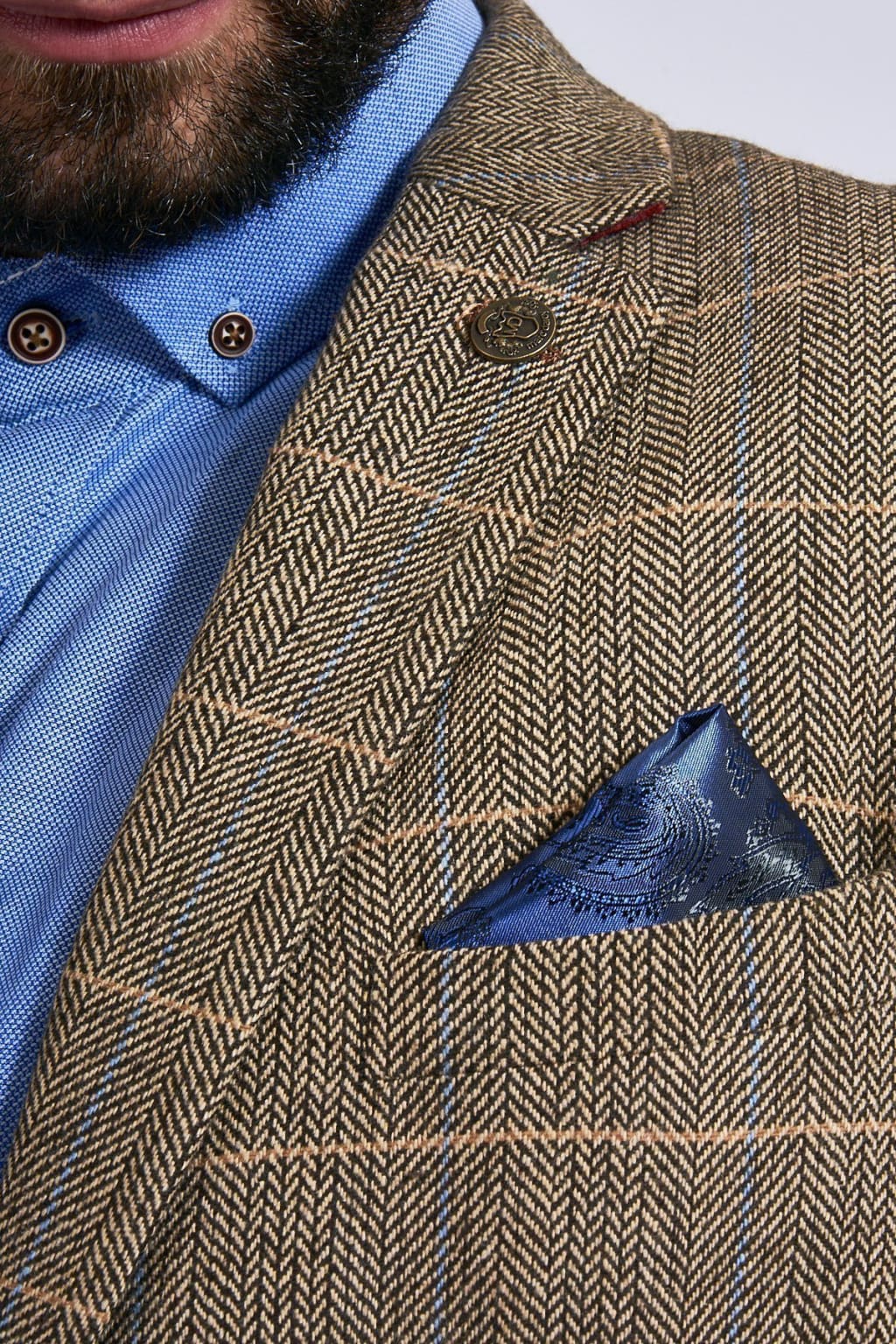 Marc Darcy | Marc Darcy TED Tan Heritage Tweed Check Two Piece Suit ...